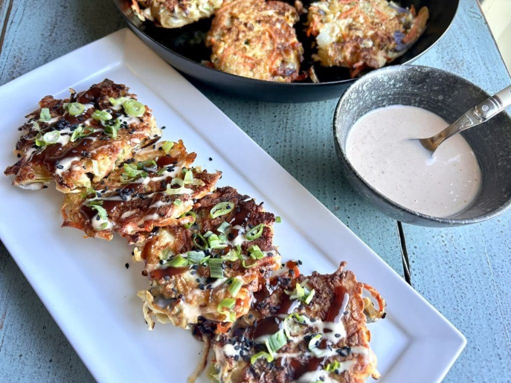 Easy Crispy Cabbage Pancakes - Okonomiyaki | Supper Sanity